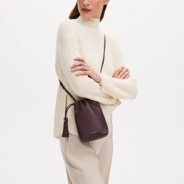 ASPINAL OF LONDON Soho Crossbody Pouch In Moleskin Woven Leather - Red