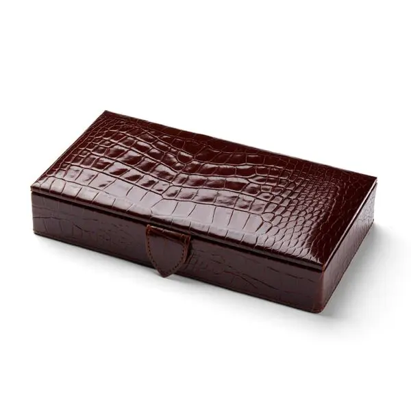 ASPINAL OF LONDON Cufflink Box In Pebble - Brown