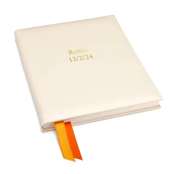 ASPINAL OF LONDON Deluxe Baby Record Book In Smooth - Ivory