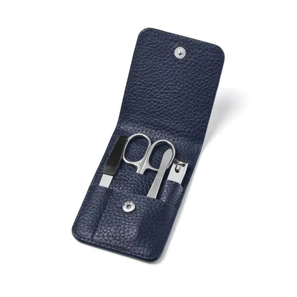 ASPINAL OF LONDON Manicure Set In Tobacco Pebble - Blue