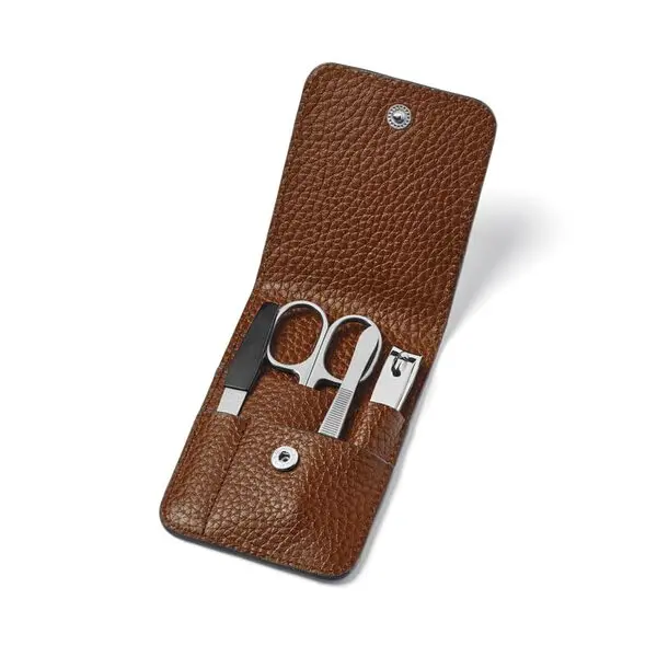 ASPINAL OF LONDON Manicure Set In Tobacco Pebble - Brown