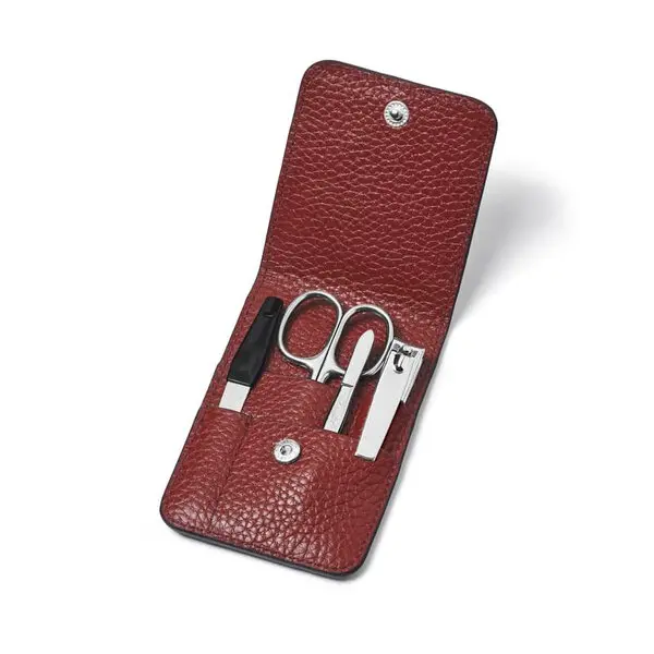 ASPINAL OF LONDON Manicure Set In Navy Pebble - Red
