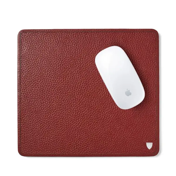 ASPINAL OF LONDON Mouse Pad In Tobacco Pebble - Red