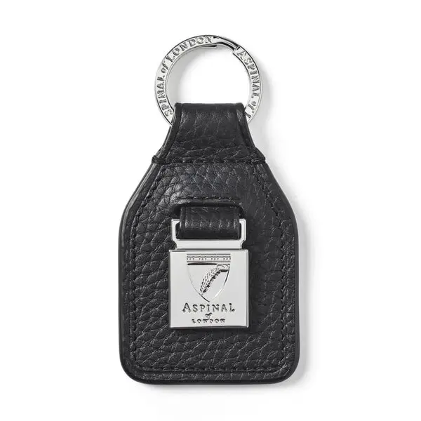 ASPINAL OF LONDON Shield & Plaque Keyring In Smooth - Black