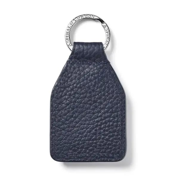 ASPINAL OF LONDON Shield & Plaque Keyring In Navy Pebble - Blue
