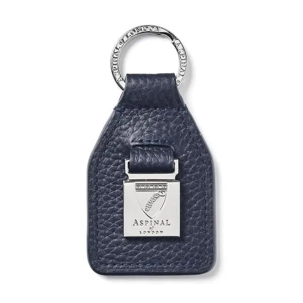 ASPINAL OF LONDON Shield Plaque Keyring In Smooth English Tan