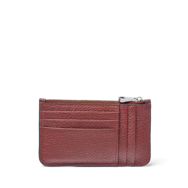 ASPINAL OF LONDON Ella Card & Coin Holder In Garnet Pebble - Red