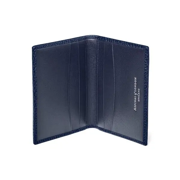 ASPINAL OF LONDON Double Fold Credit Card Holder In Pebble - Blue
