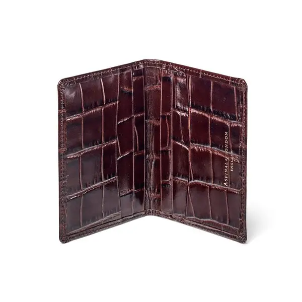 ASPINAL OF LONDON Double Fold Credit Card Holder In Smooth & Ruby Red - Brown