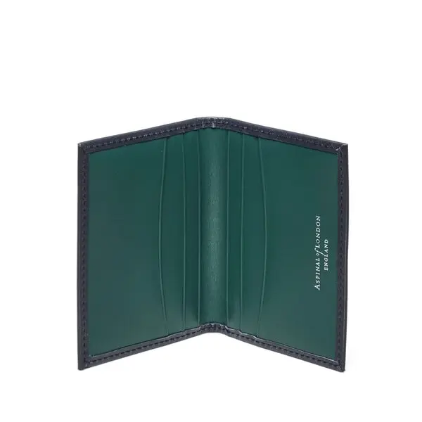 ASPINAL OF LONDON Double Fold Credit Card Holder In Smooth Tan & Merlot - Navy/blue