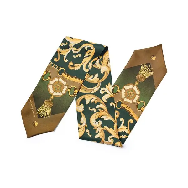 ASPINAL OF LONDON Signature Shield Neck Bow In Willow Silk Twill - Green