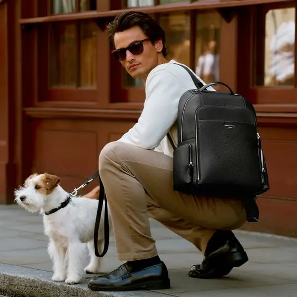 ASPINAL OF LONDON Zipped Leather Backpack - Black