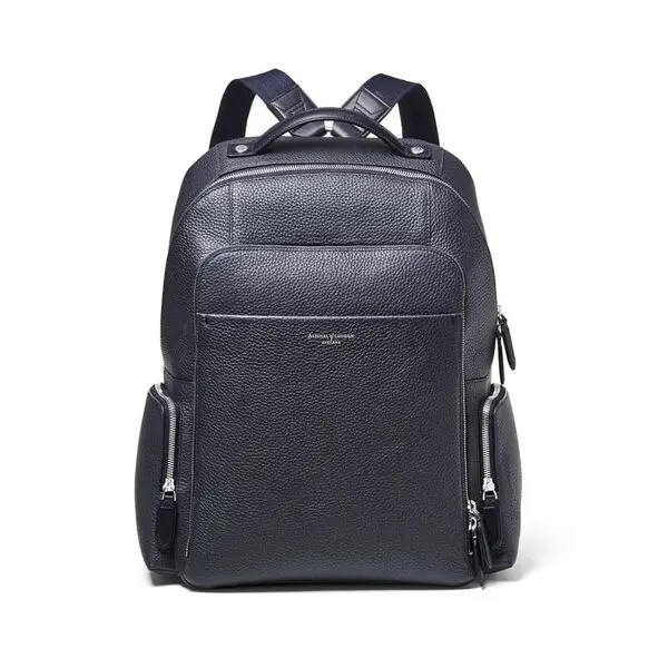 ASPINAL OF LONDON Zipped Leather Backpack - Navy