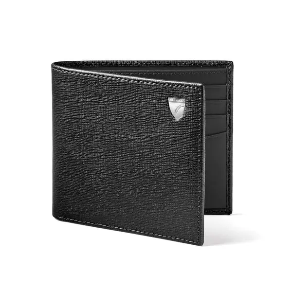 ASPINAL OF LONDON 8 Card Billfold Wallet In Smooth - Black