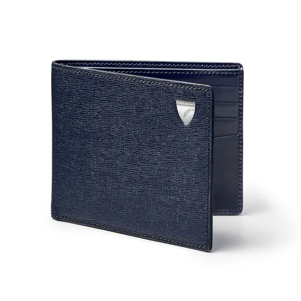 ASPINAL OF LONDON 8 Card Billfold Wallet In Smooth & Caspian - Blue