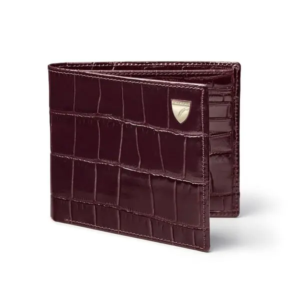 ASPINAL OF LONDON 8 Card Billfold Wallet In Saffiano & Smooth - Brown