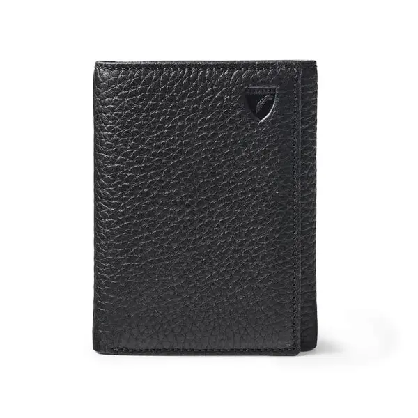 ASPINAL OF LONDON Trifold Wallet In Navy Pebble - Black