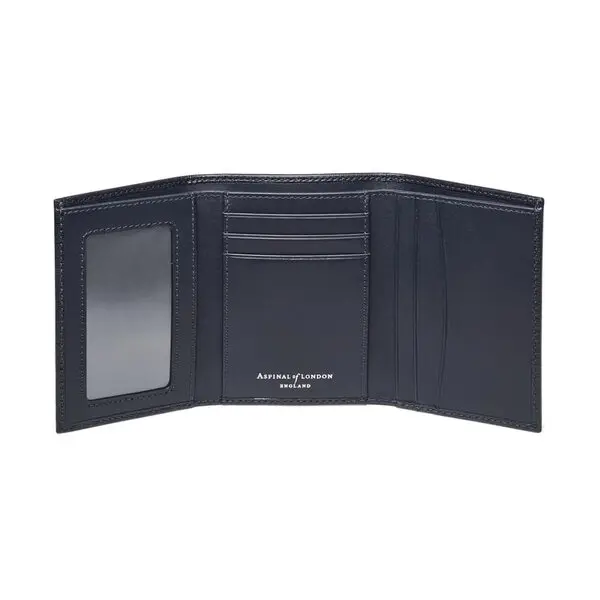 ASPINAL OF LONDON Trifold Wallet In Pebble - Navy