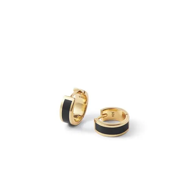 ASPINAL OF LONDON Enamel Huggie Earrings - Black