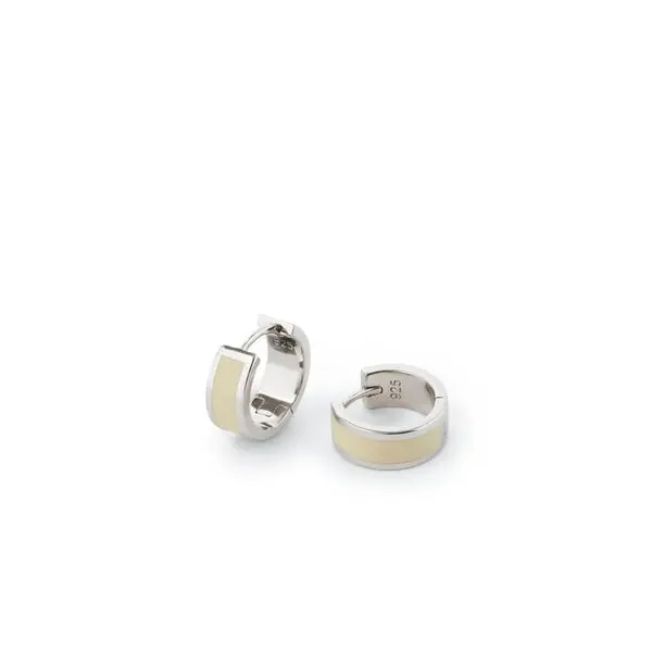 ASPINAL OF LONDON Enamel Huggie Earrings - Ivory
