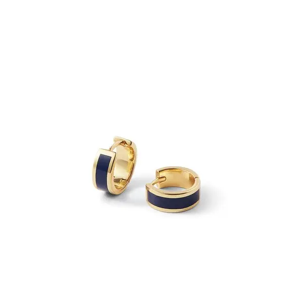 ASPINAL OF LONDON Enamel Huggie Earrings - Navy