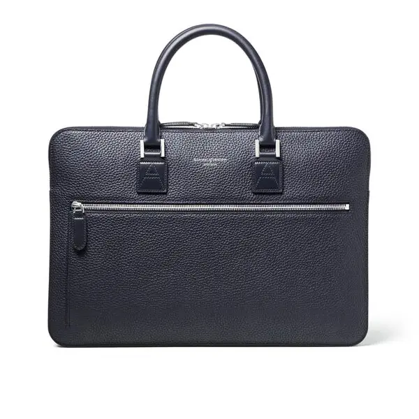 ASPINAL OF LONDON Connaught Folio In Tobacco Pebble - Blue