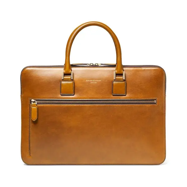 ASPINAL OF LONDON Connaught Folio In Tobacco Pebble - Tan