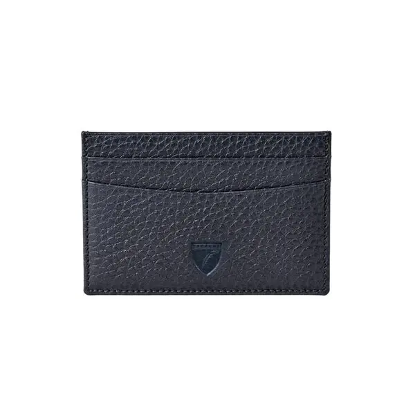 ASPINAL OF LONDON Slim Credit Card Holder In Pebble - Navy