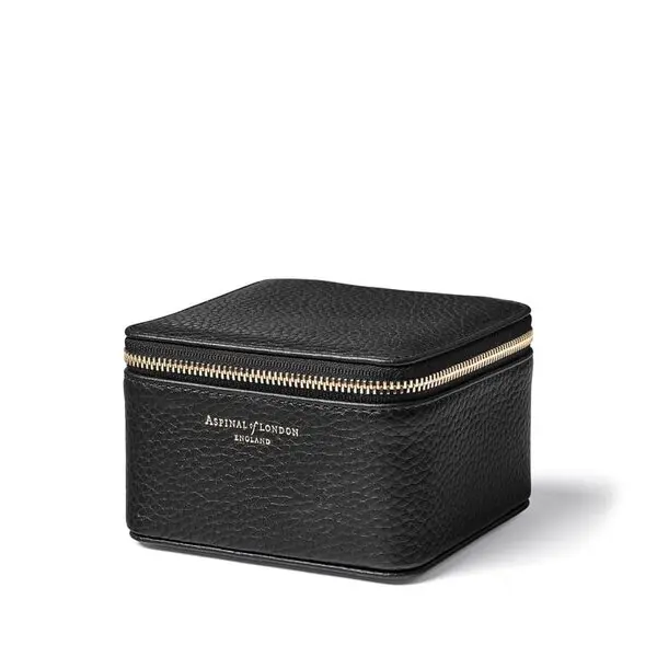 ASPINAL OF LONDON Travel Watch & Ring Box In Pebble - Black