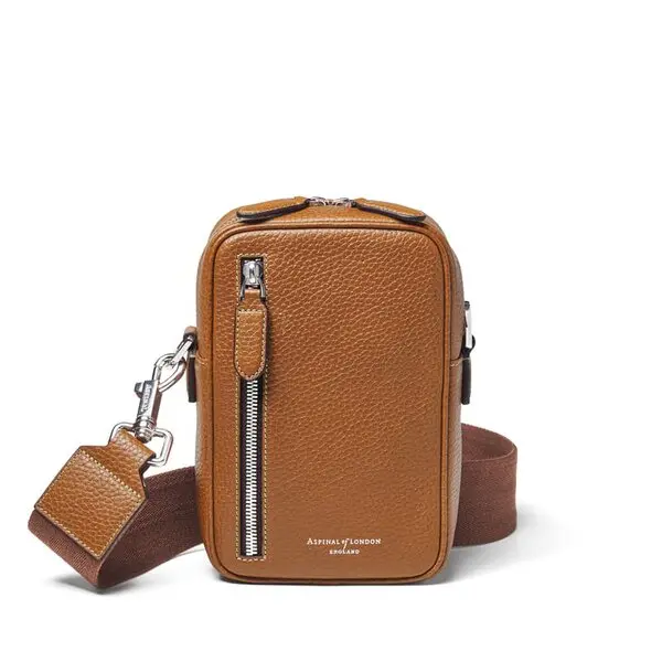 ASPINAL OF LONDON Reporter North South Cross Body Bag - Tan