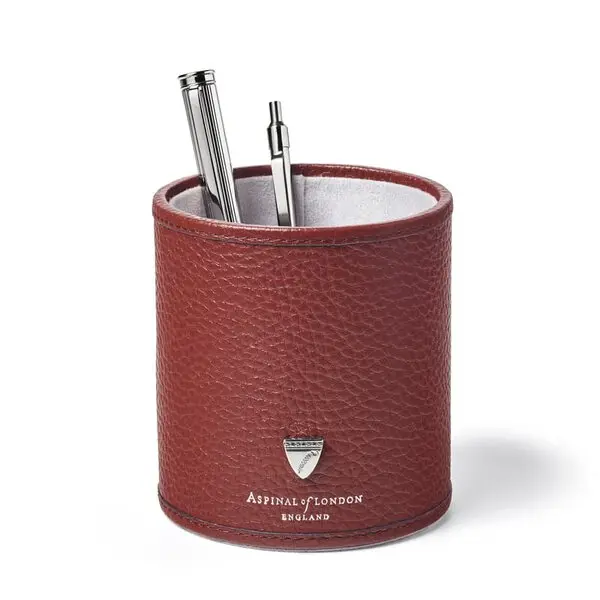 ASPINAL OF LONDON Round Pen Pot In Pebble - Red
