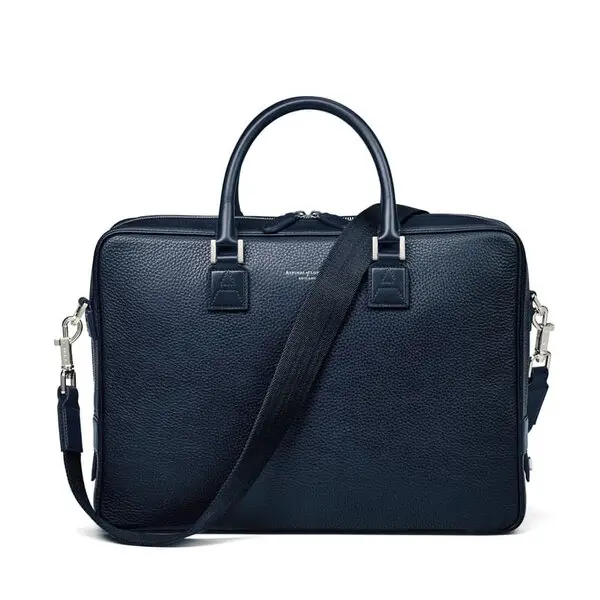 ASPINAL OF LONDON Leather Laptop Briefcase Bag - Blue