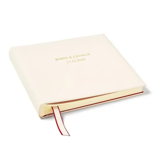 ASPINAL OF LONDON 14" Plain Wedding Photo Album In Off-white - Cream Pages