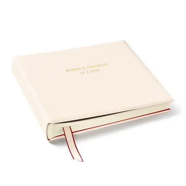 ASPINAL OF LONDON 14-inch Plain Wedding Photo Album In Grain - Ivory