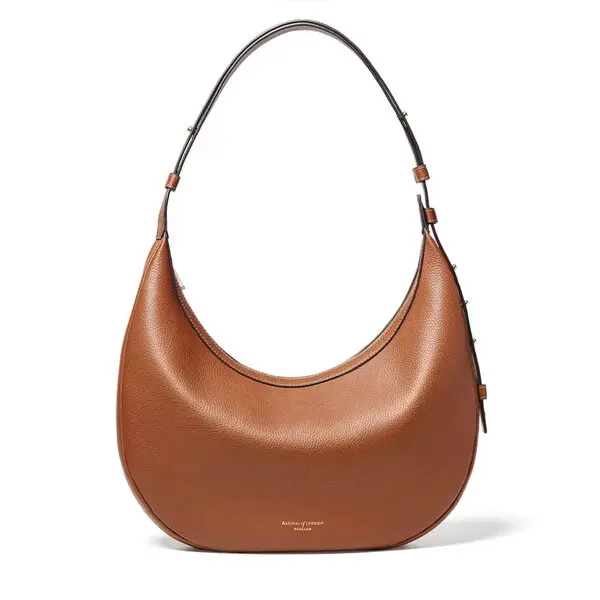 ASPINAL OF LONDON Hudson Crescent Bag In Milled Pebble - Tan