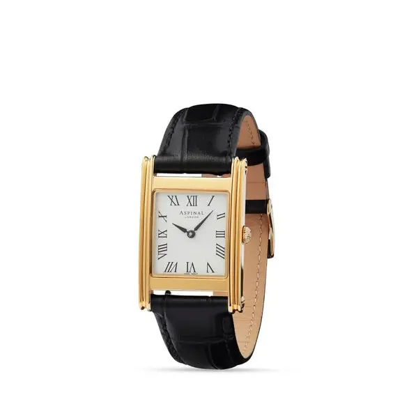 ASPINAL OF LONDON The Mayfair® Watch In 23ct Gold Plated - Black
