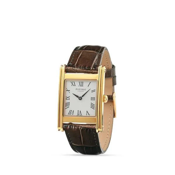 ASPINAL OF LONDON The Mayfair® Watch In 23ct Gold Plated - Brown