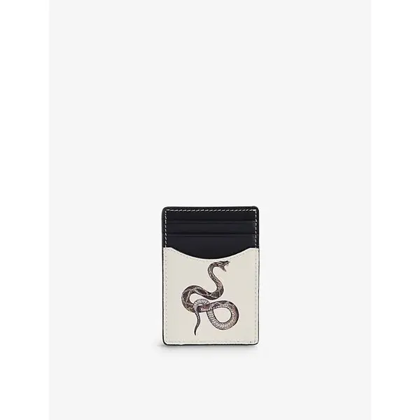 DUKE + DEXTER Snake Printed Leather Card Holder - Multi