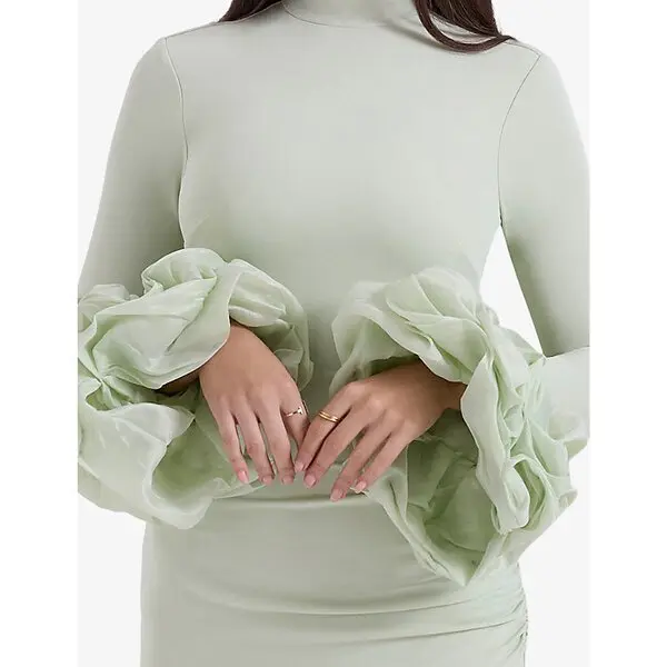 house of cb green ruffle dress House of CB Pixie ruffle maxi dress main image 1