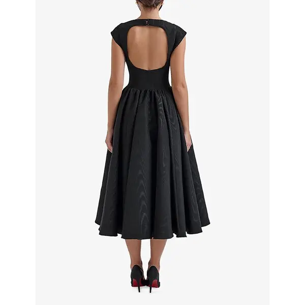blue dress for baby girl Black Mesh Backless Midi Dress main image 1