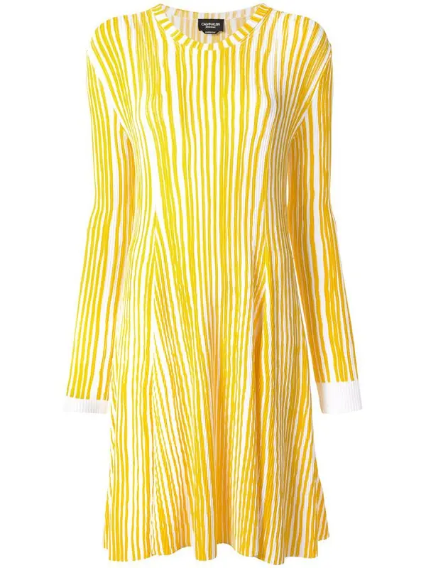 Calvin Klein Striped Pleated Dress
