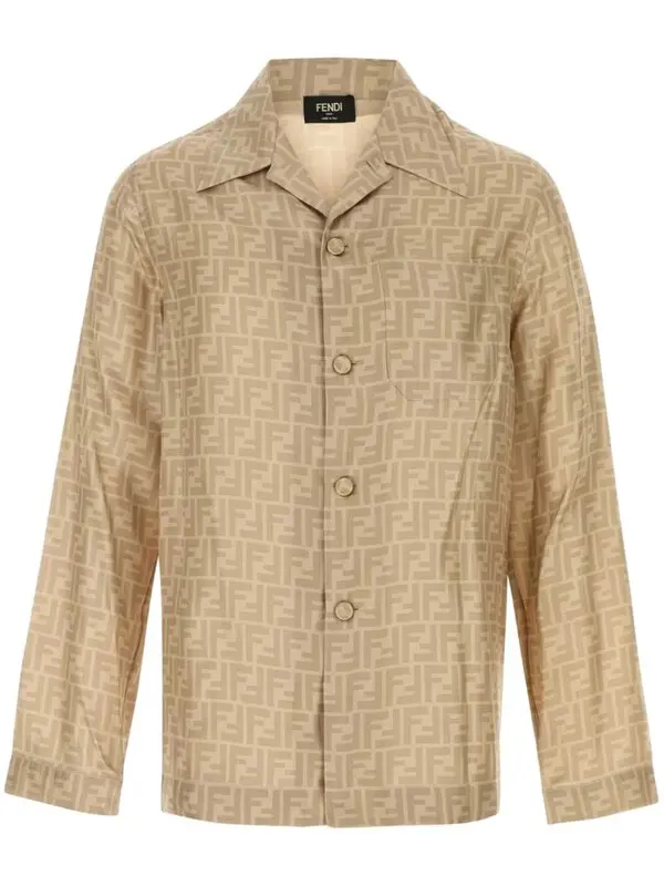 Fendi Ff-print Silk Shirt - Neutrals