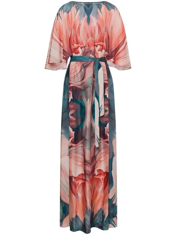 Alberta Ferretti Watercolour Silk Maxi Dress