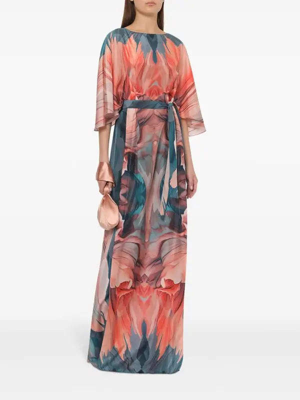 Alberta Ferretti Watercolour Silk Maxi Dress