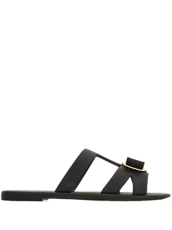 FERRAGAMO Vara Plate Sandals - Black