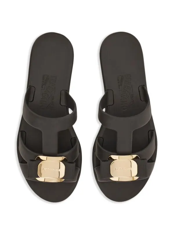 FERRAGAMO Vara Plate Sandals - Black