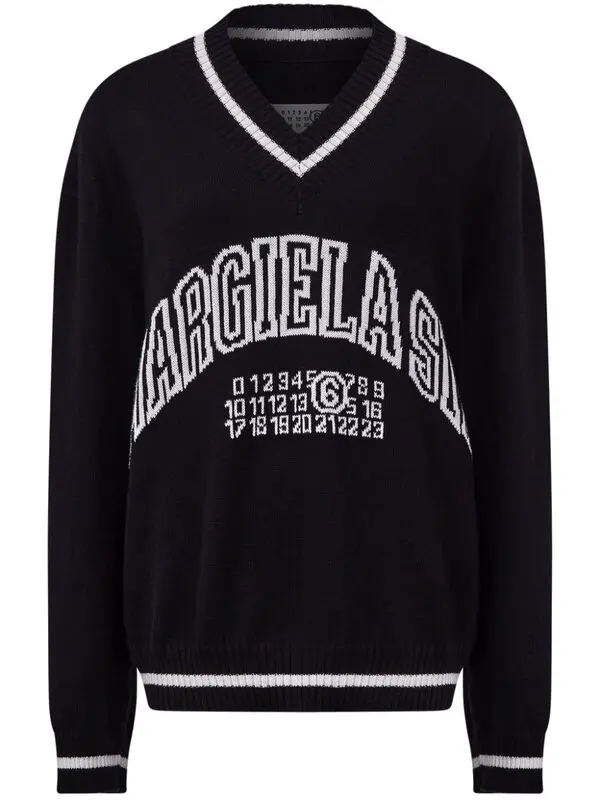 MAISON MARGIELA Logo-knit Jumper - Black