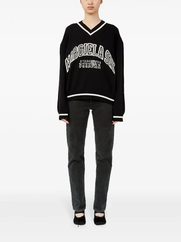MAISON MARGIELA Logo-knit Jumper - Black
