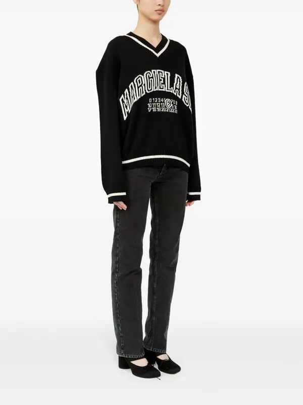 MAISON MARGIELA Logo-knit Jumper - Black
