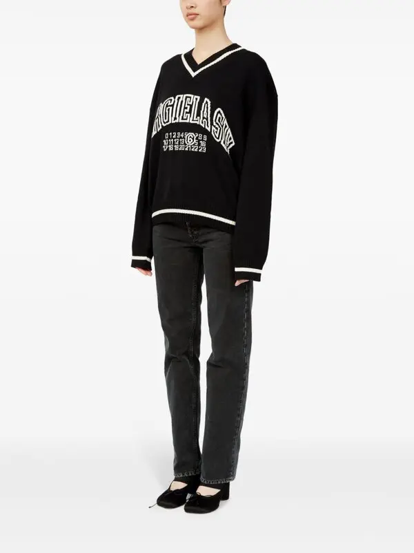 MAISON MARGIELA Logo-knit Jumper - Black